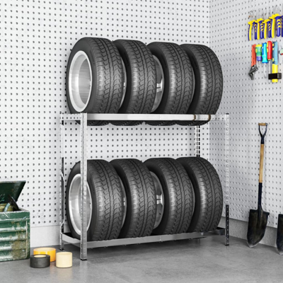 1/2/3/4x 3-Layer Tire Rack Silver Steel Workshop Shelf Multi Sizes ...